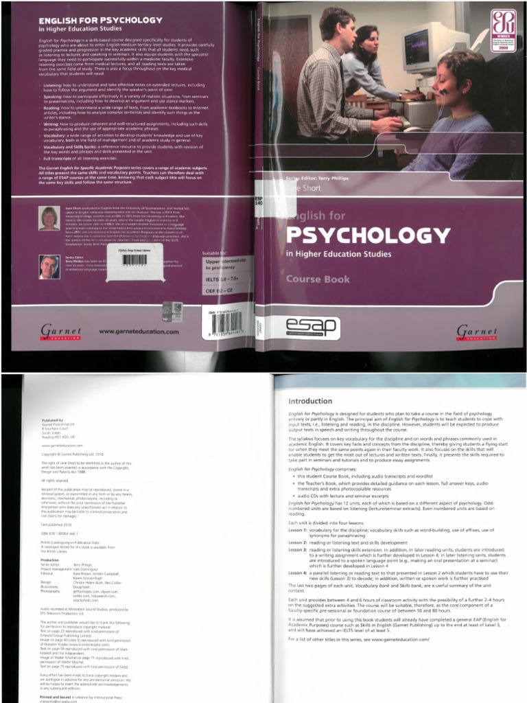 English for Psychology Course Guide | PDF | English Language | Psychology