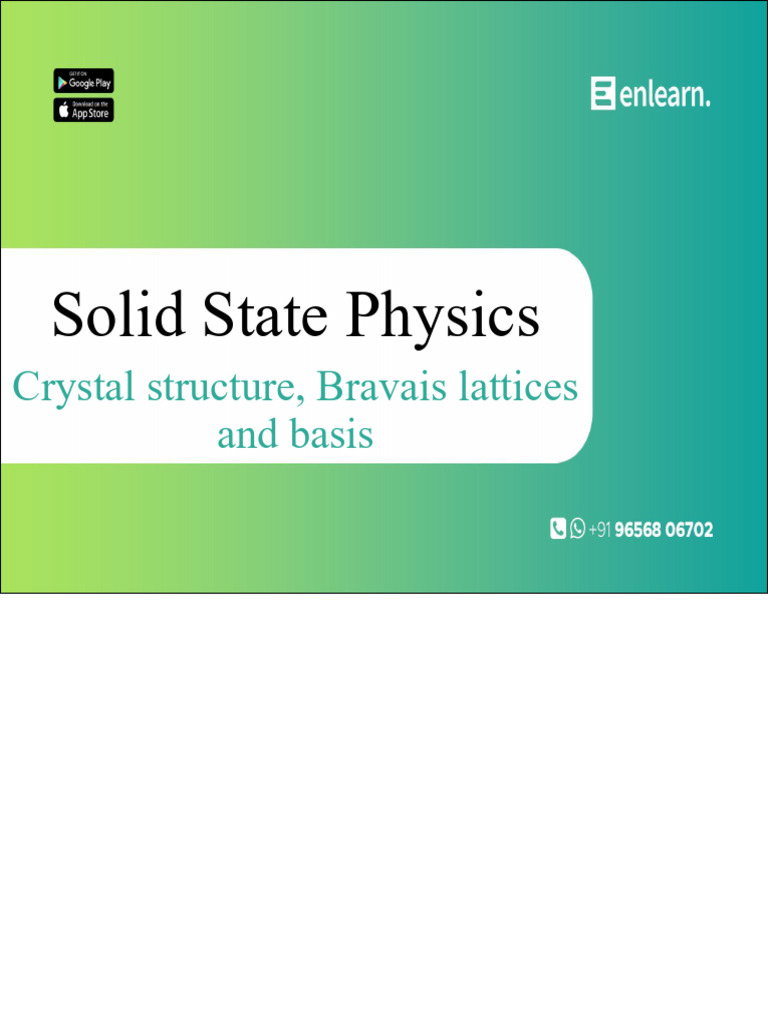 01 - Crystal Structure, Bravais Latticed and Basis - 47120623 | PDF ...