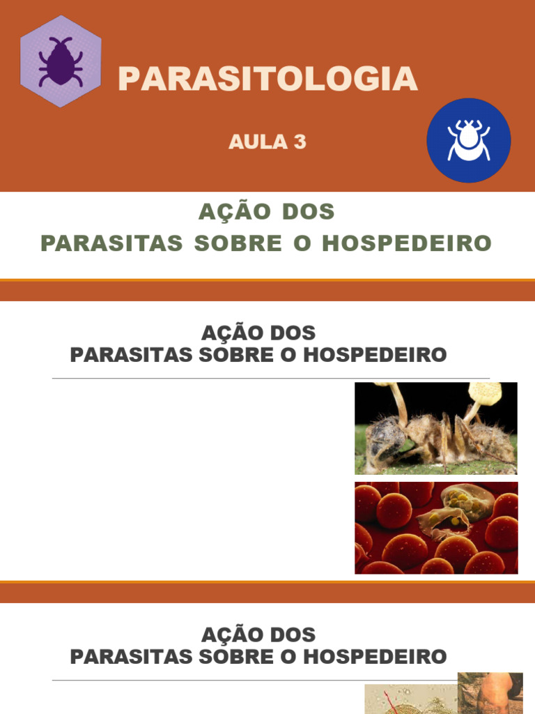 Aula 3 - Ação Dos Parasitas Sobre Hospedeiro | PDF | Parasitismo | Biologia