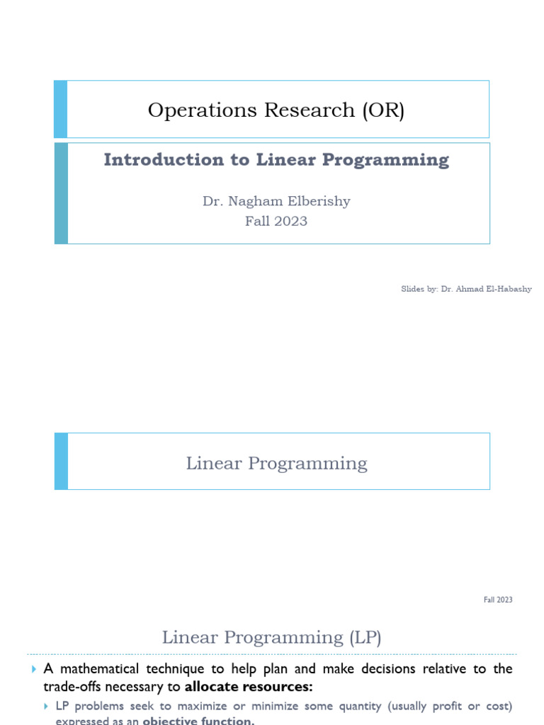 2023 - OR - Lecture 2 - LP Formulation | PDF | Linear Programming | Mathematical Optimization