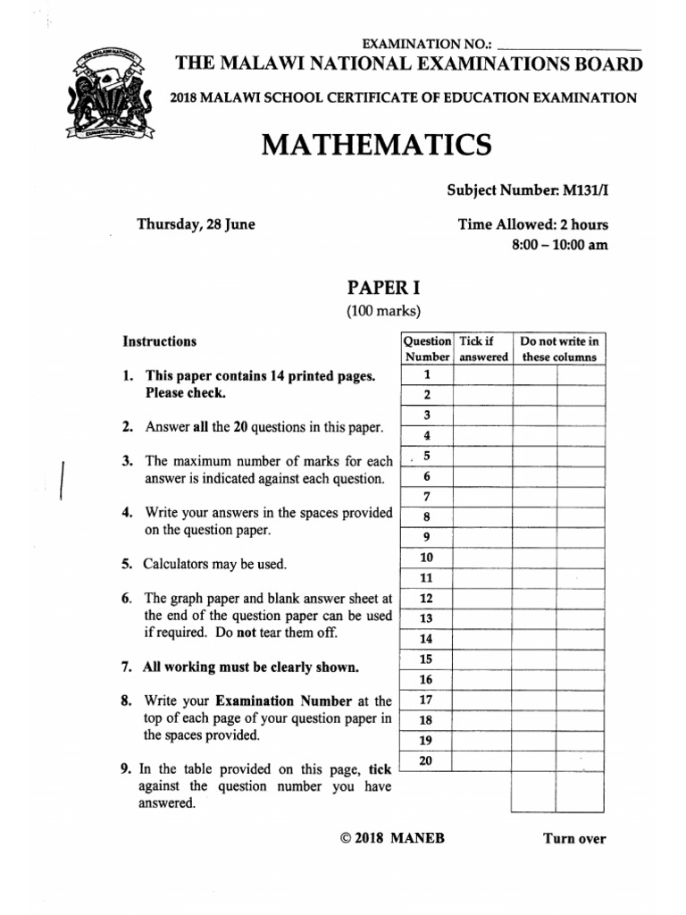 2018 Maths P1 | PDF