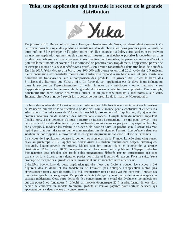 Etude de Cas Yuka | PDF