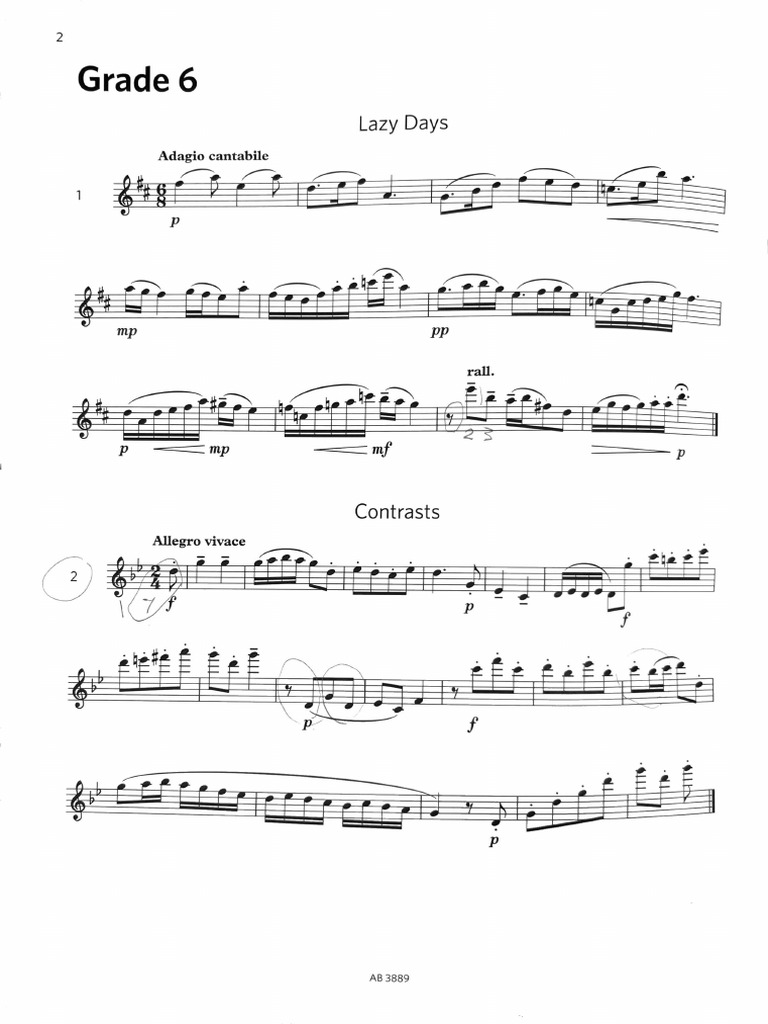 Flute Sight Reading Grade 6 | PDF | Tempo | Musical Forms