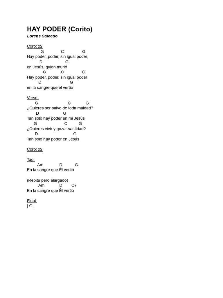 Hay Poder en Jesús - Lorens Salcedo | PDF