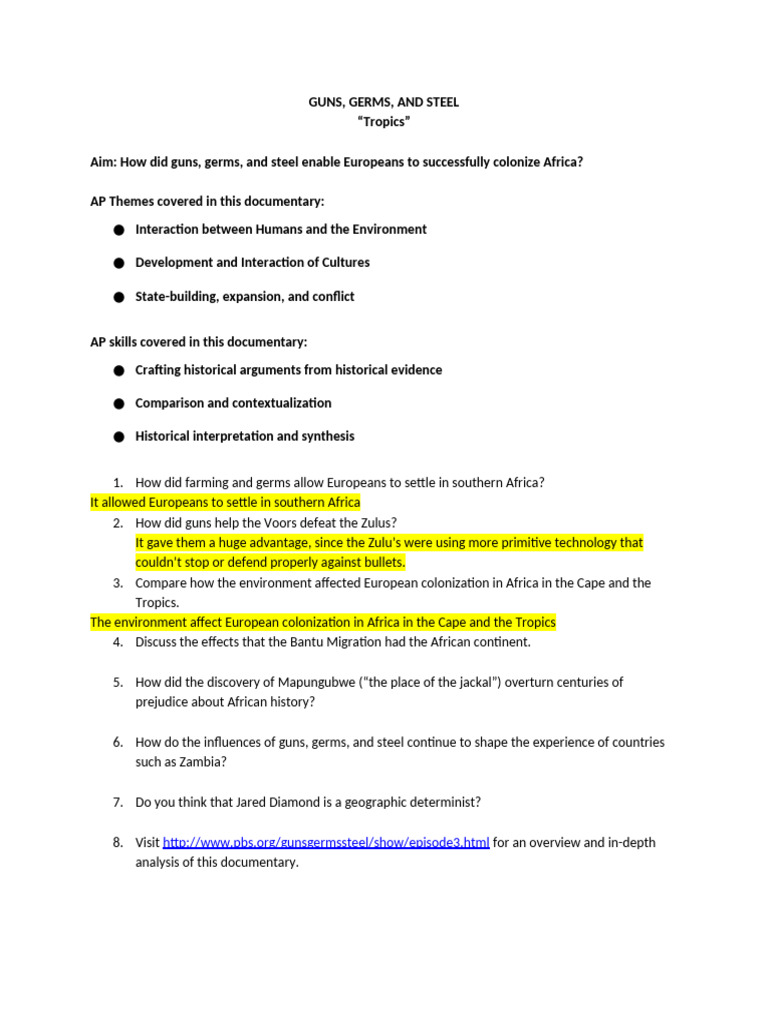 Guns, Germs, and Steel Part 3 Questions | PDF