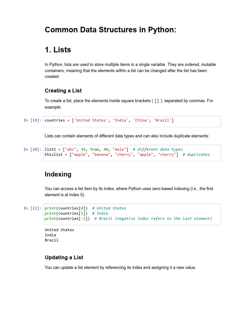 Python Data Structures - Jupyter Notebook | PDF | Computer Science | Programming Paradigms