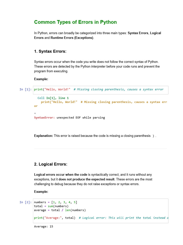 Exception Handling Jupyter Notebook4f2dd58d93b90c15b6532190771836c1 Pdf Variable