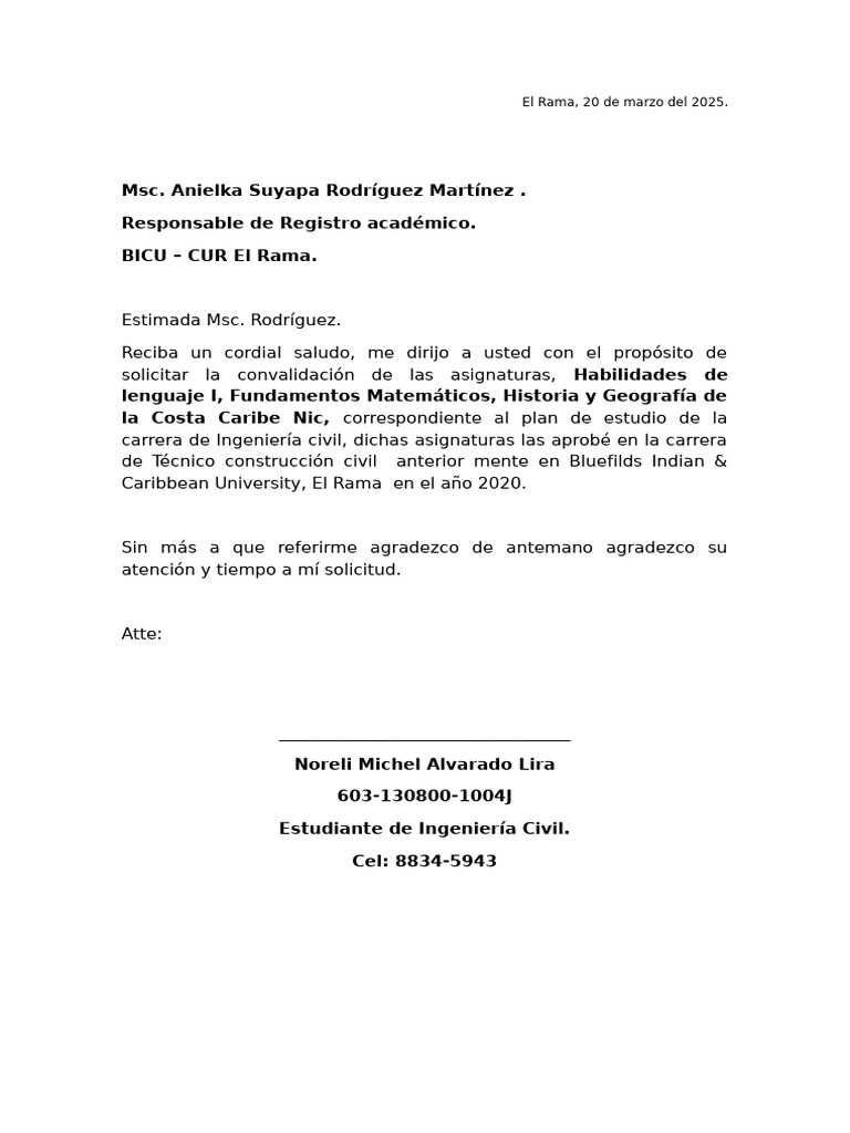 Solicitud de Convalidación | PDF