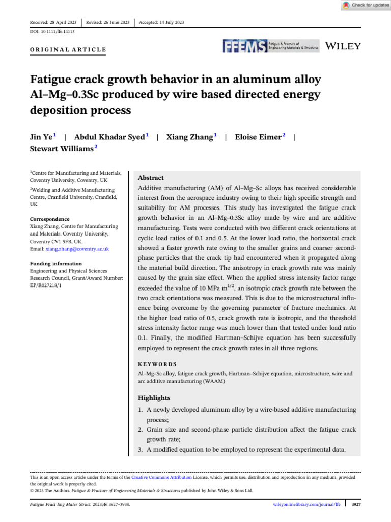 [326] Fatigue Crack Growth Behavior in an Aluminum Alloy Al Mg 0 3Sc ...