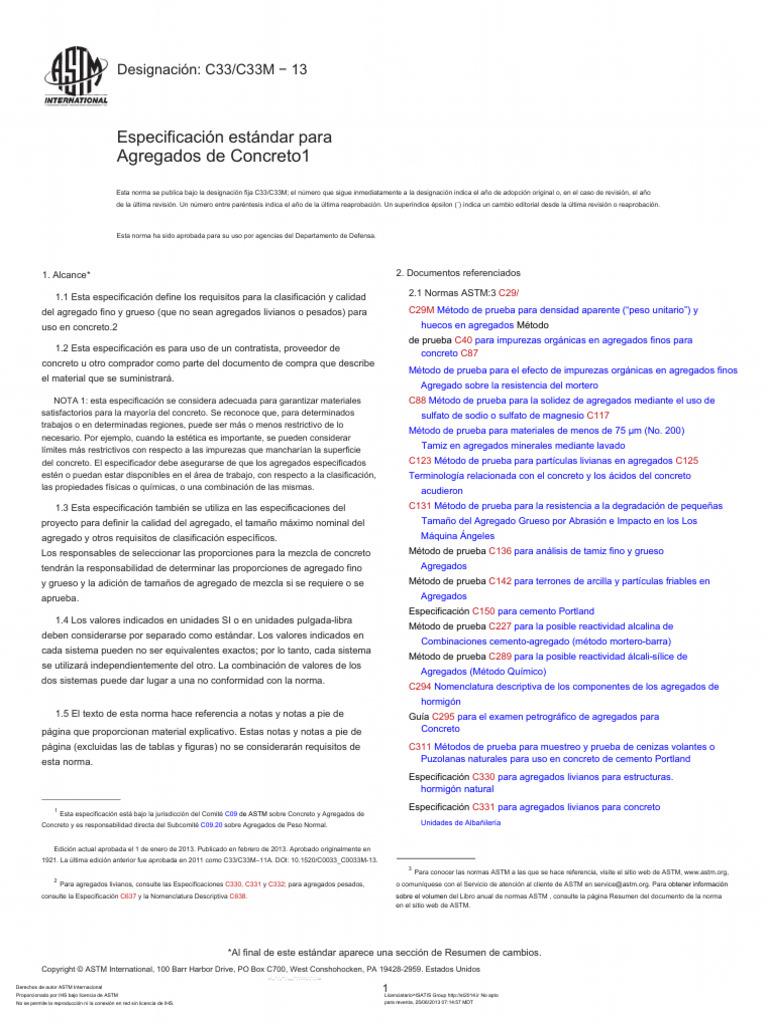 06.- Astm c33. - Modulo de Finura | PDF | Hormigón | Cemento
