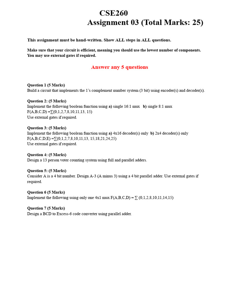 CSE260 Assignment 03 Fall 2024 - DZK | PDF