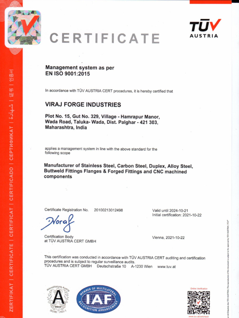Viraj Forge Industries-Scanned Certificate | PDF