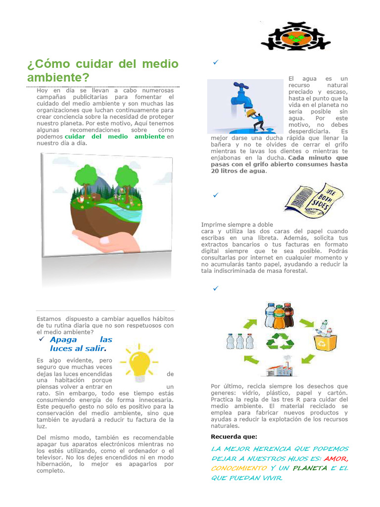 Cómo Cuidar el Medio Ambiente Diariamente | PDF | Residuos | Agua