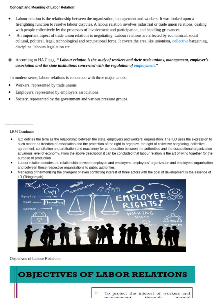 Concept and Meaning of Labor Relation 3 3 | PDF | Employment | Labor ...