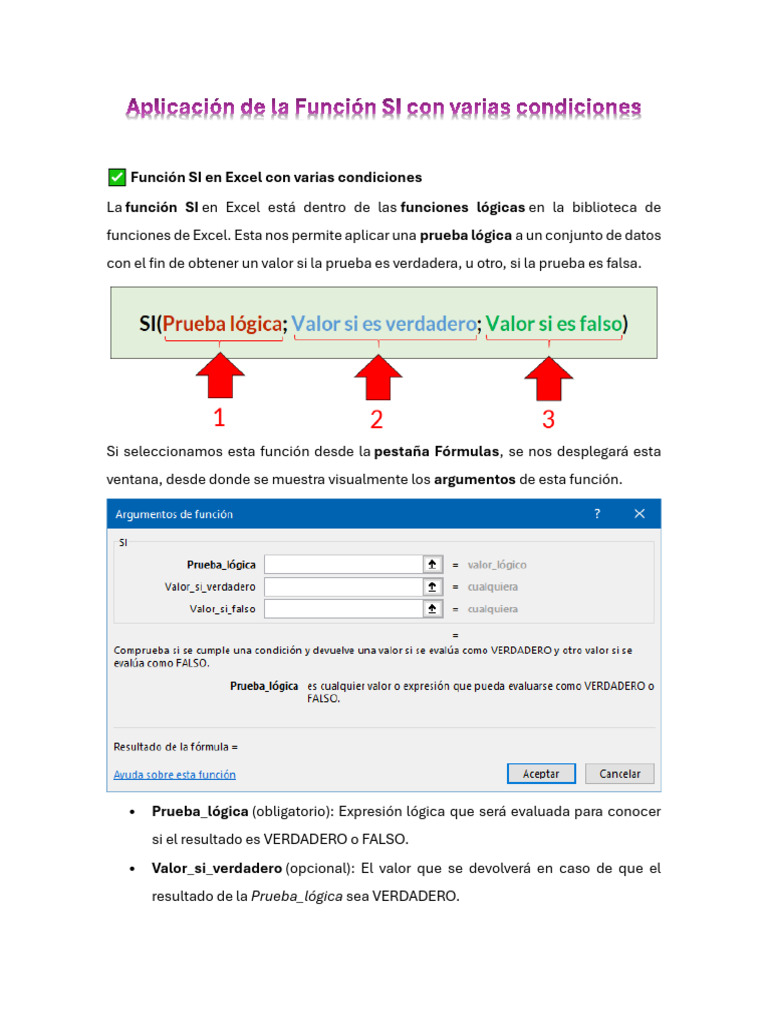 Aplicación de La Función SI Con Varias Condiciones | PDF | Hoja de ...