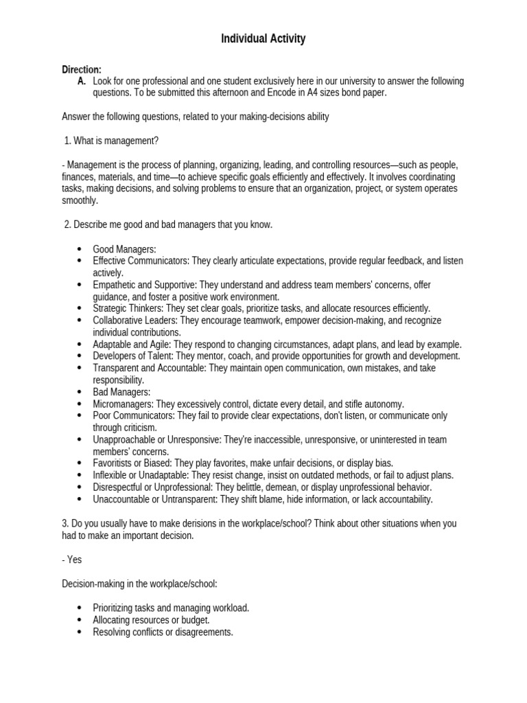 ETHICS-Individual Activity | PDF | Decision Making | Social Psychology