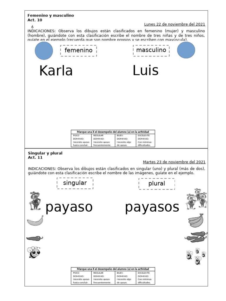 2B Acts. Del Cuaderno Semana 11 y 12 | PDF