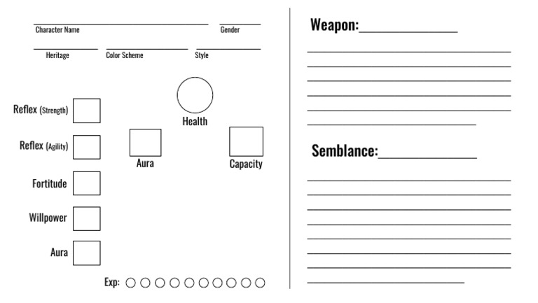 Rwby Character Sheet 3 | PDF