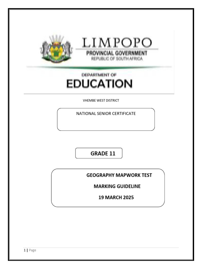 Grade 11 Geography Mapwork Test Guide | PDF | Earth Sciences