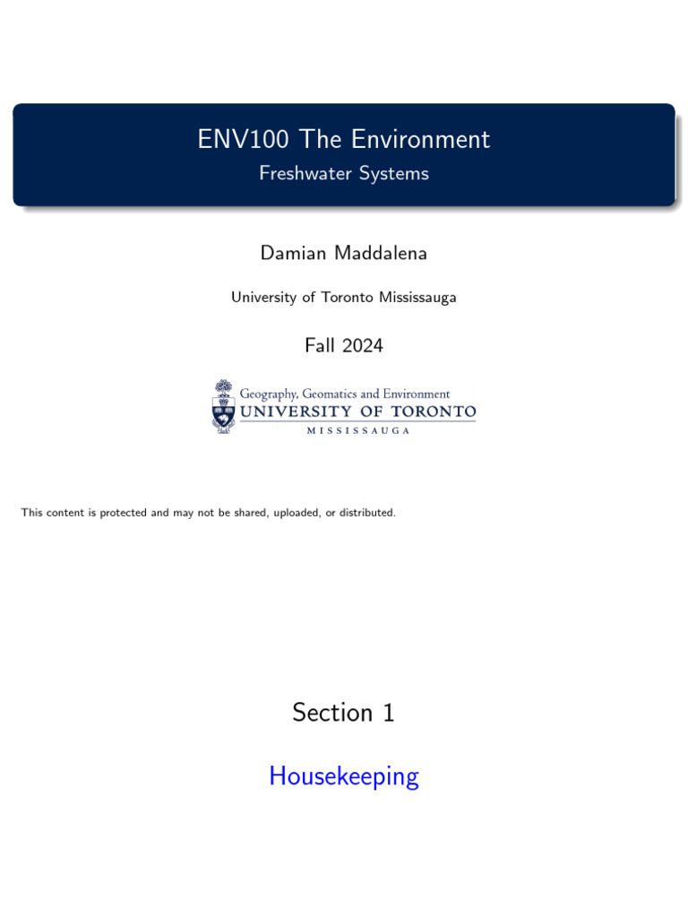 ENV100 Freshwater Systems Slides Full (1) | PDF | Groundwater | Aquifer