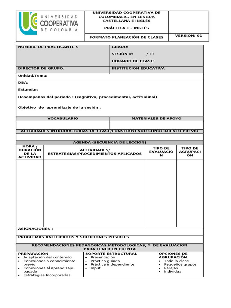 2 Formato de Planeación de Clase | PDF | Aprendizaje | Cognición