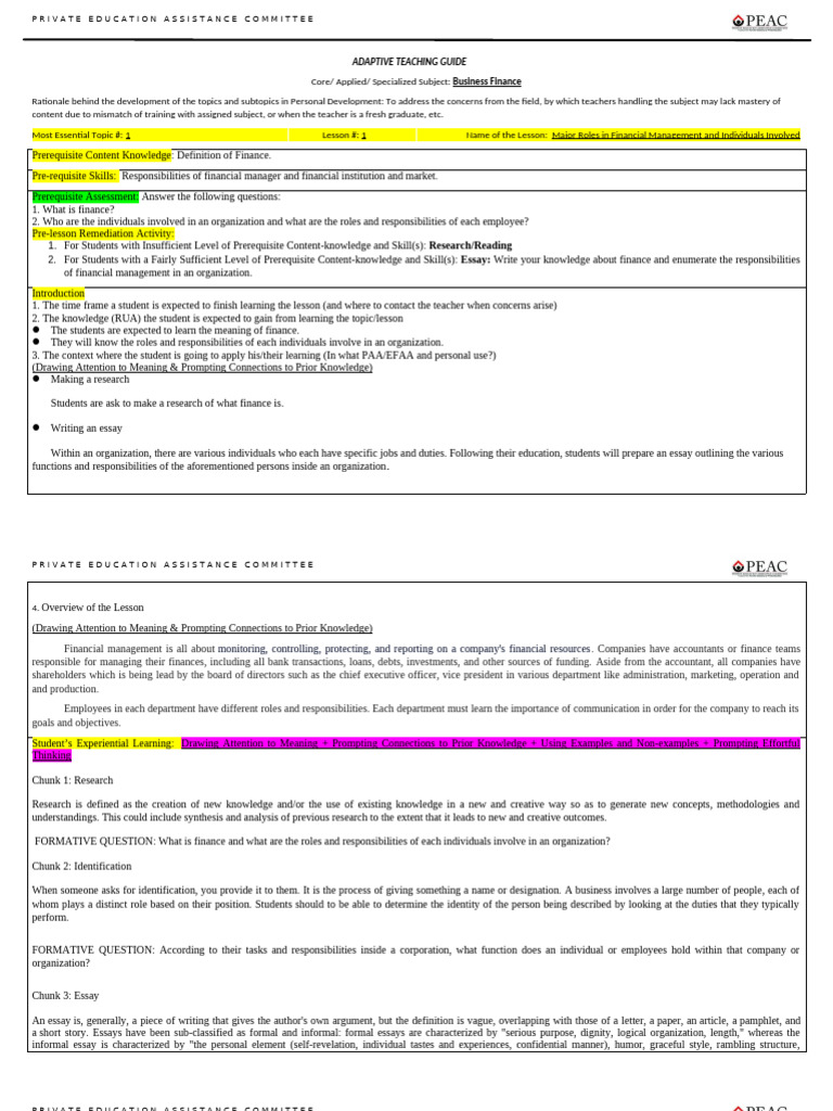 ATG1-BF-Major Roles and Responsibilities of Individual Involve in an ...