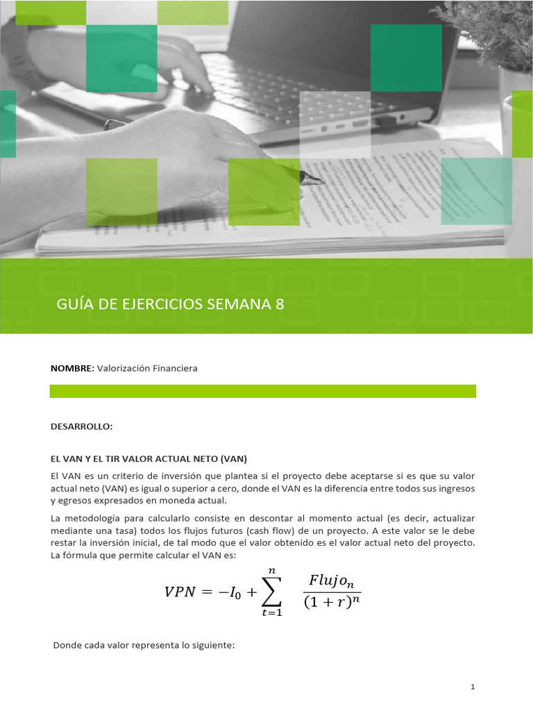 S8 Guia Ejercicios Plang1103 | PDF | Tasa interna de retorno | Dinero