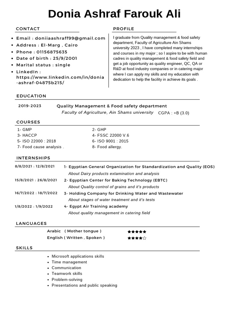 Donia Ashraf CV | PDF