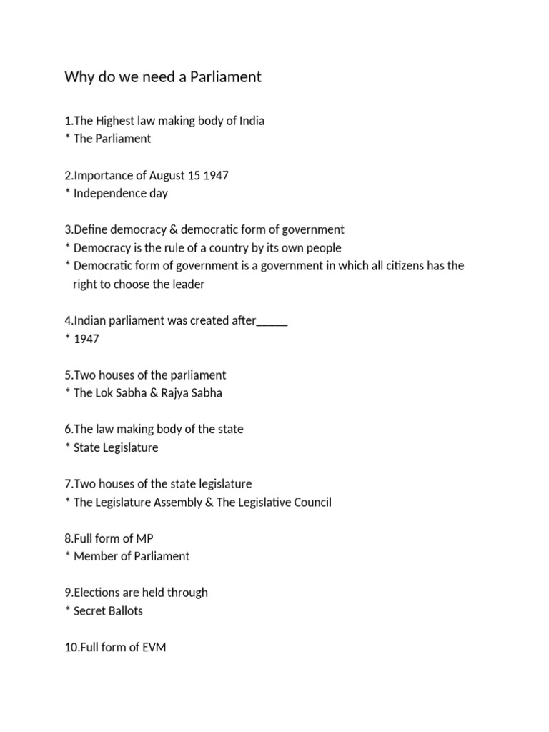 Understanding India's Parliament Structure | PDF