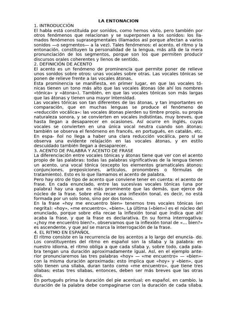 Tipos y funciones de la entonación | PDF | Vocal | Sílaba