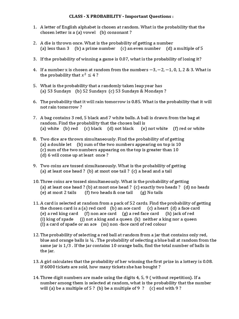 Probability Questions and Solutions | PDF | Probability