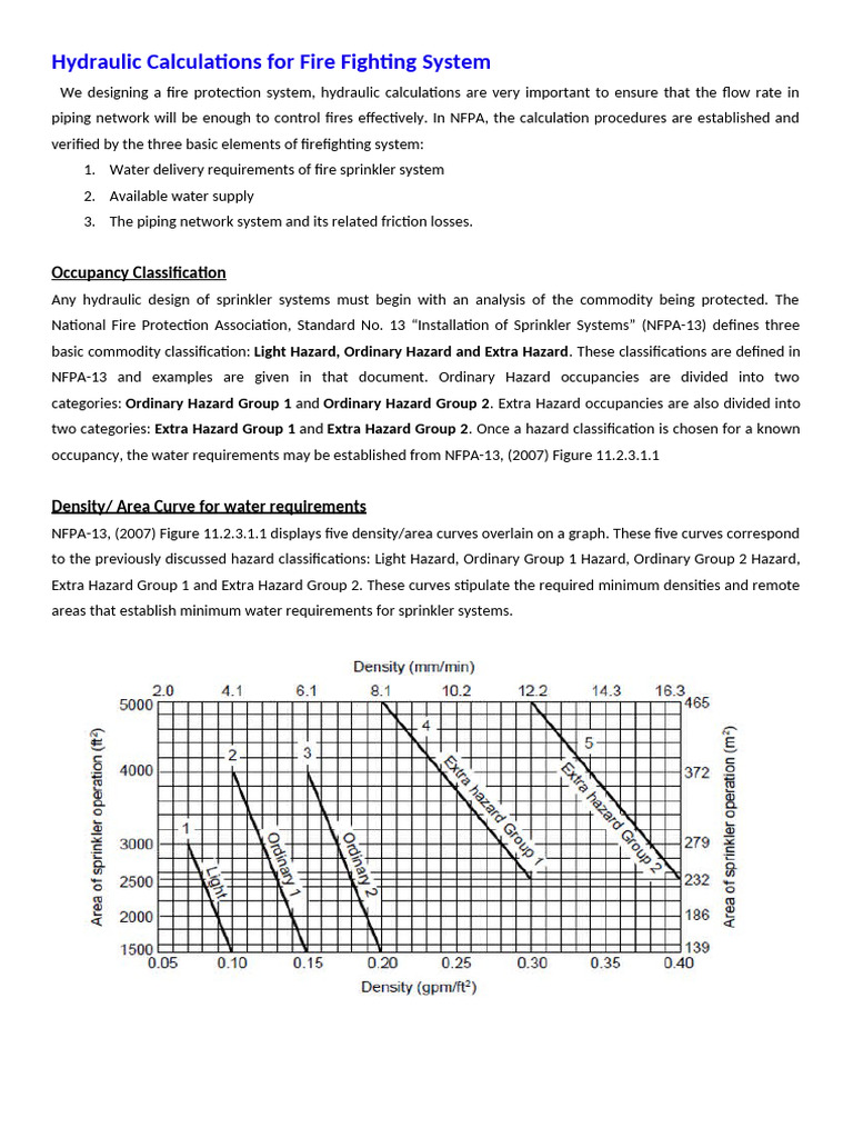 Hydraulic Calculations For Fire Fighting | PDF | Fire Sprinkler System | Civil Engineering