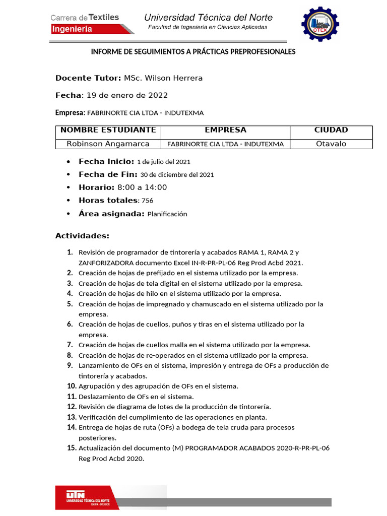 4.-INFORME DE SEGUIMIENTOS A PRÁCTICAS PREPROFESIONALES | PDF
