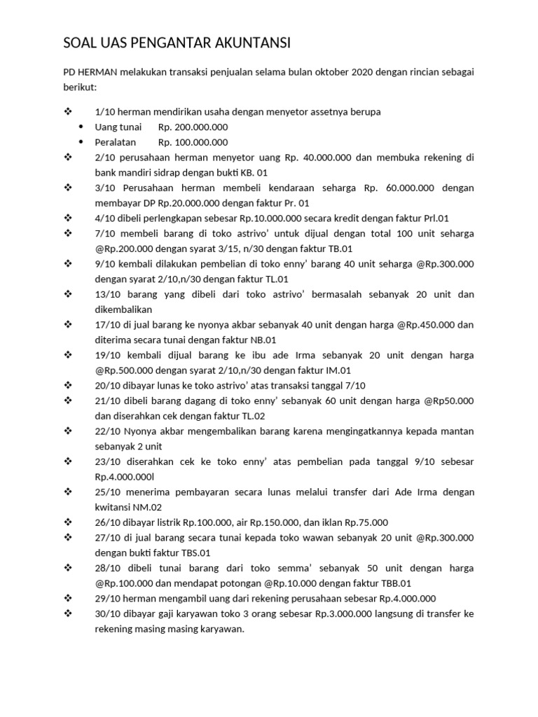 soal PA 1 untuk UAS | PDF