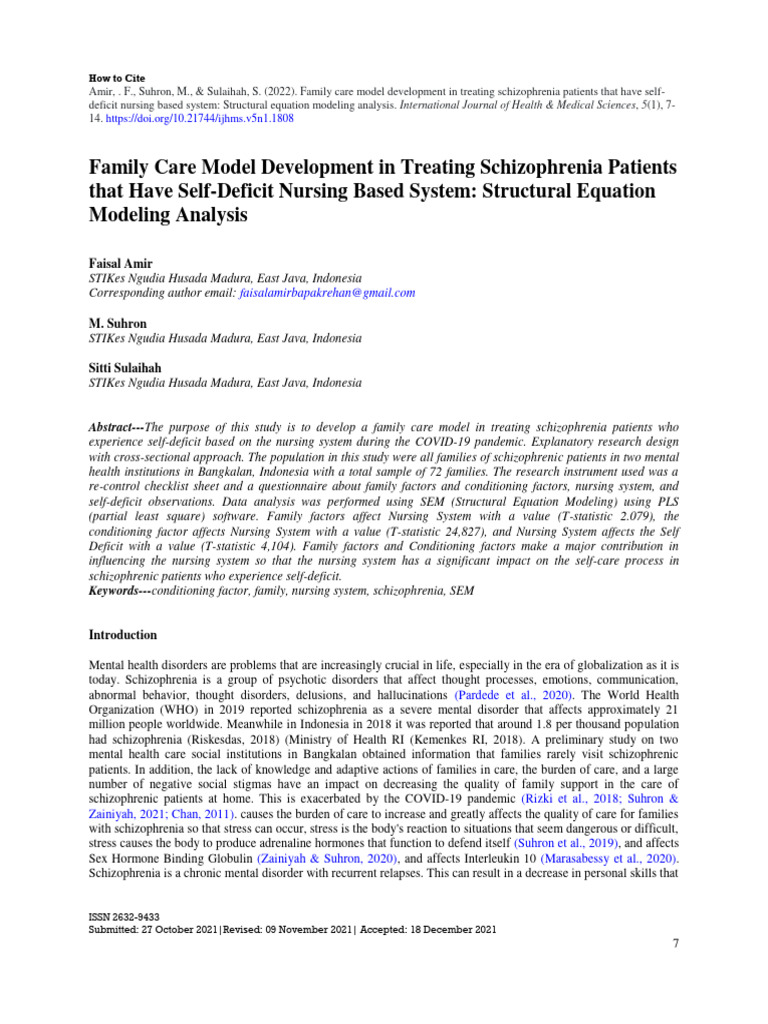 Family Care Model Development in Treatin | PDF | Schizophrenia | Mental ...