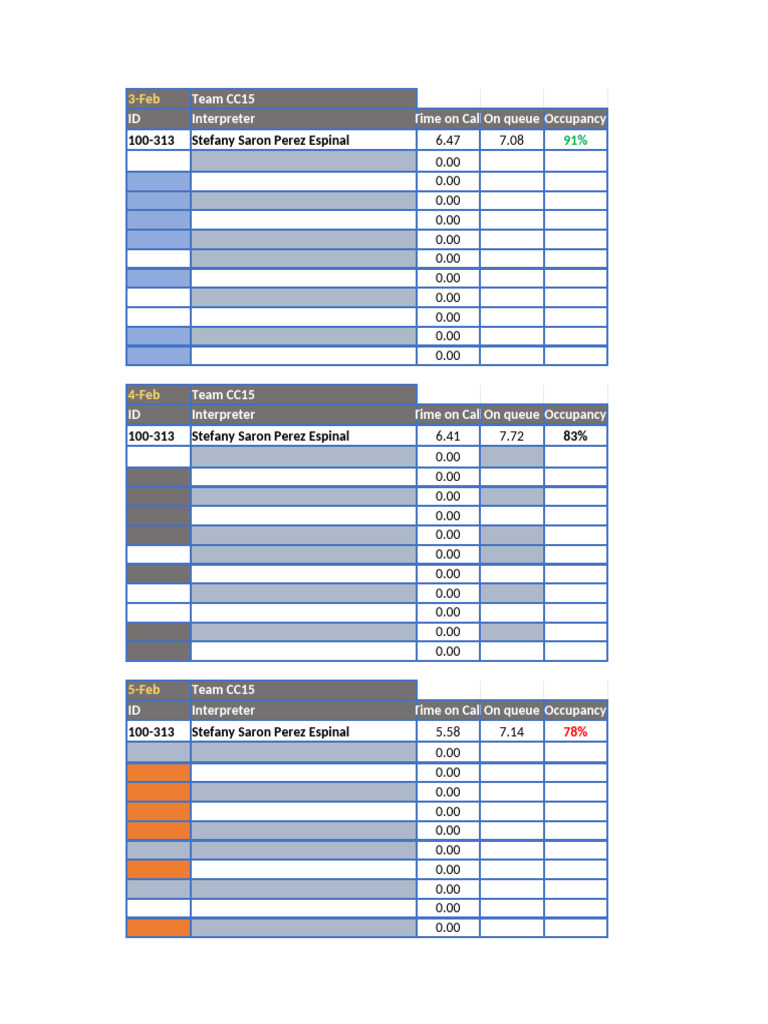 Daily Occupancy Stefanny | PDF