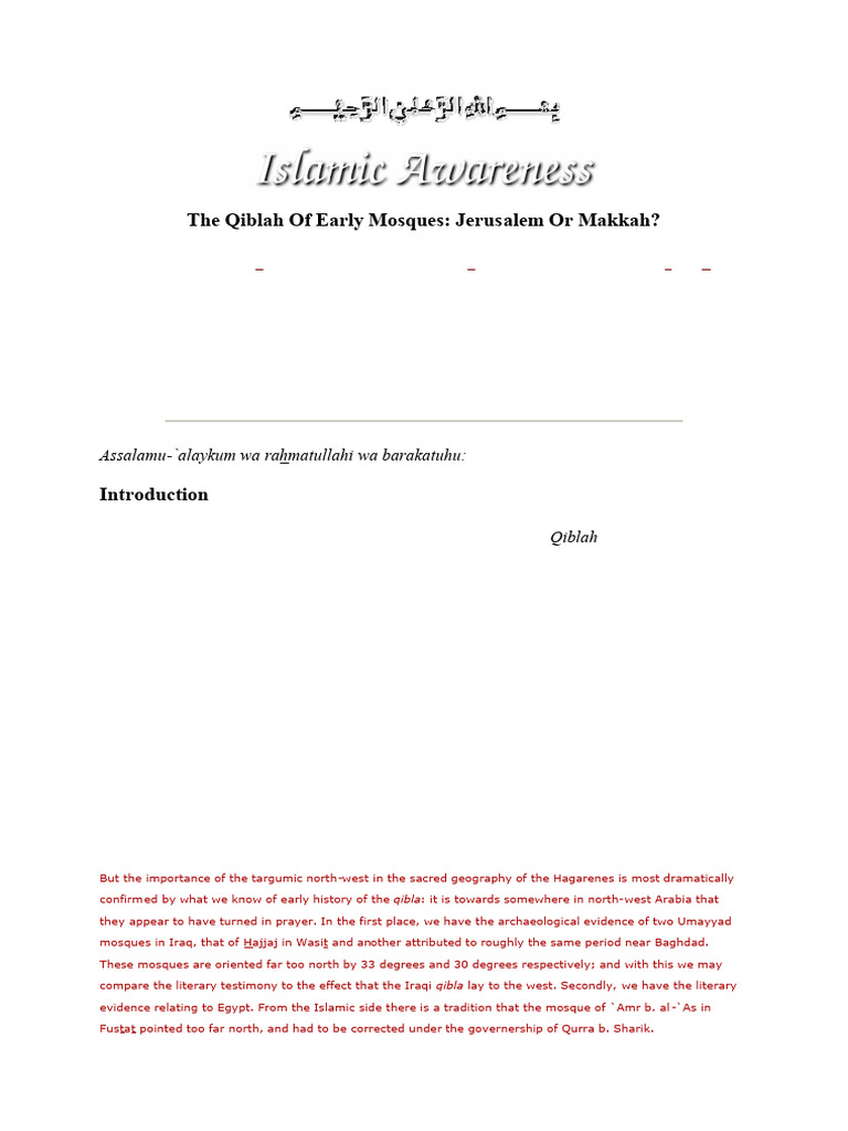 Early Mosque Qiblah Analysis | PDF | Equator | Muhammad
