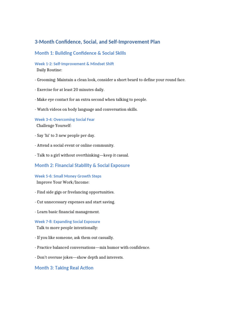 3-Month Confidence Improvement Plan | PDF