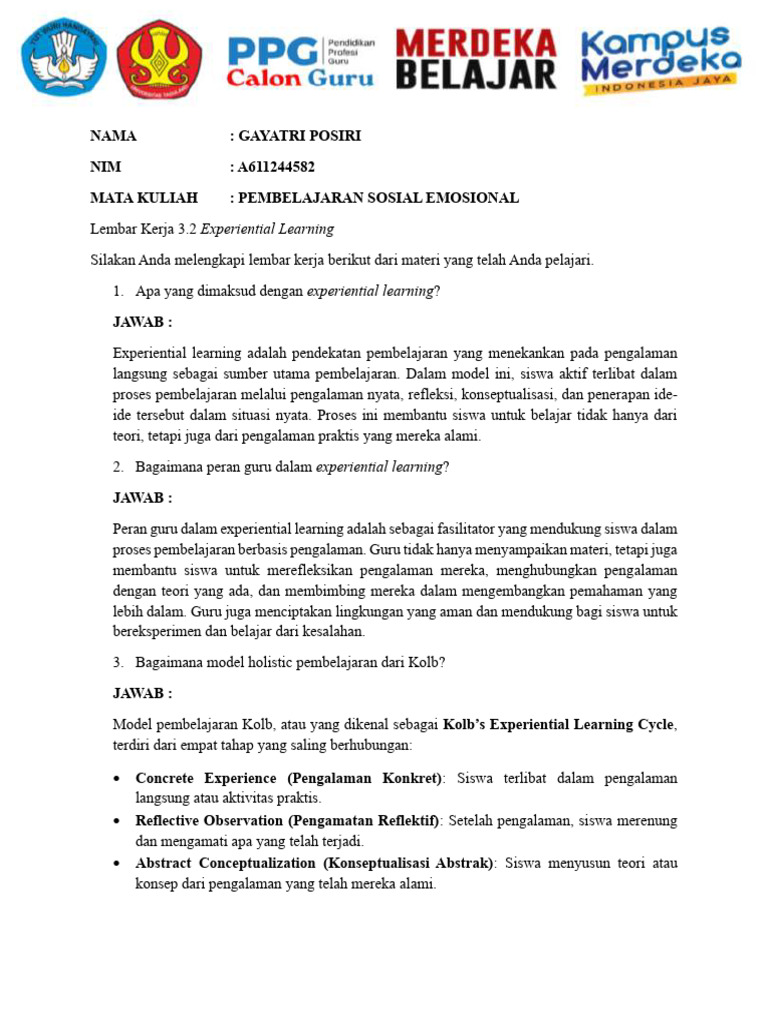 Penerapan Experiential Learning dalam Pendidikan | PDF