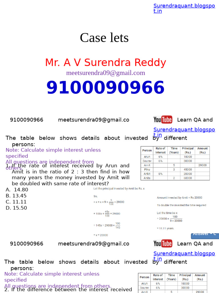 Caselets On SI and CI | PDF | Interest | Compound Interest