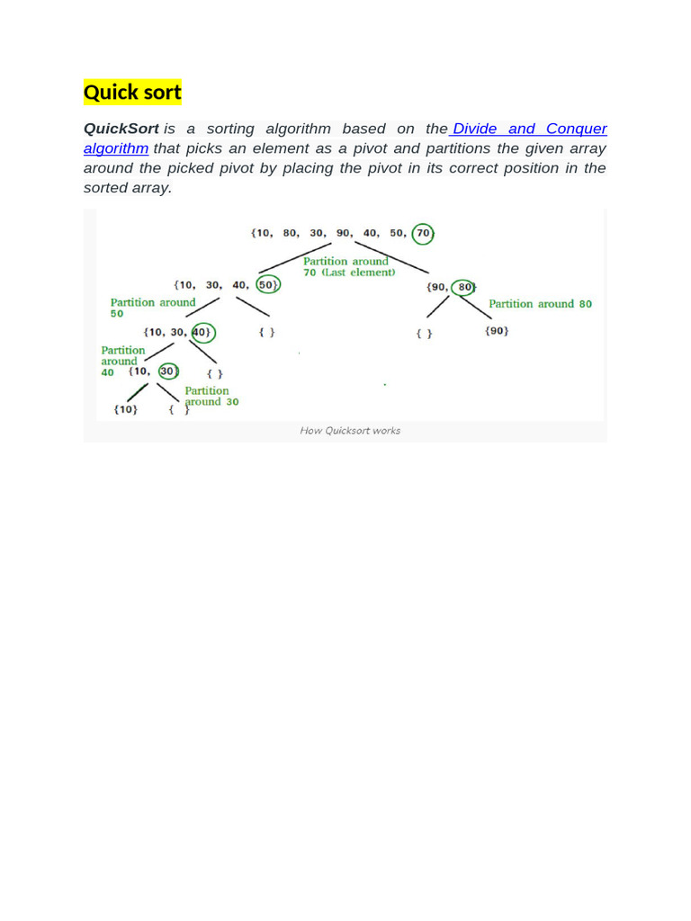 Quick Sort: Quicksort | PDF