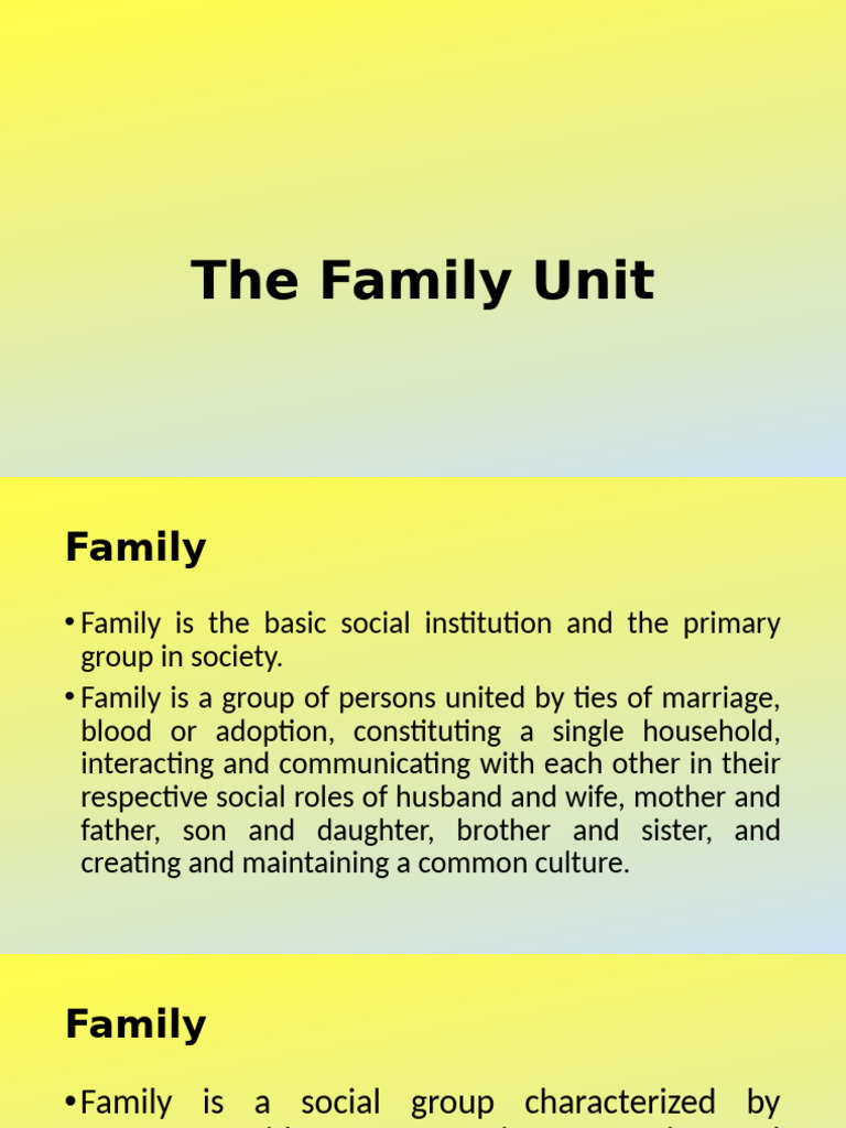 Chapter 4 The Family Unit 1 | PDF | Family | Wife