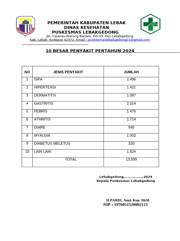 10 Besar Penyakit Pertahun 2024 | PDF