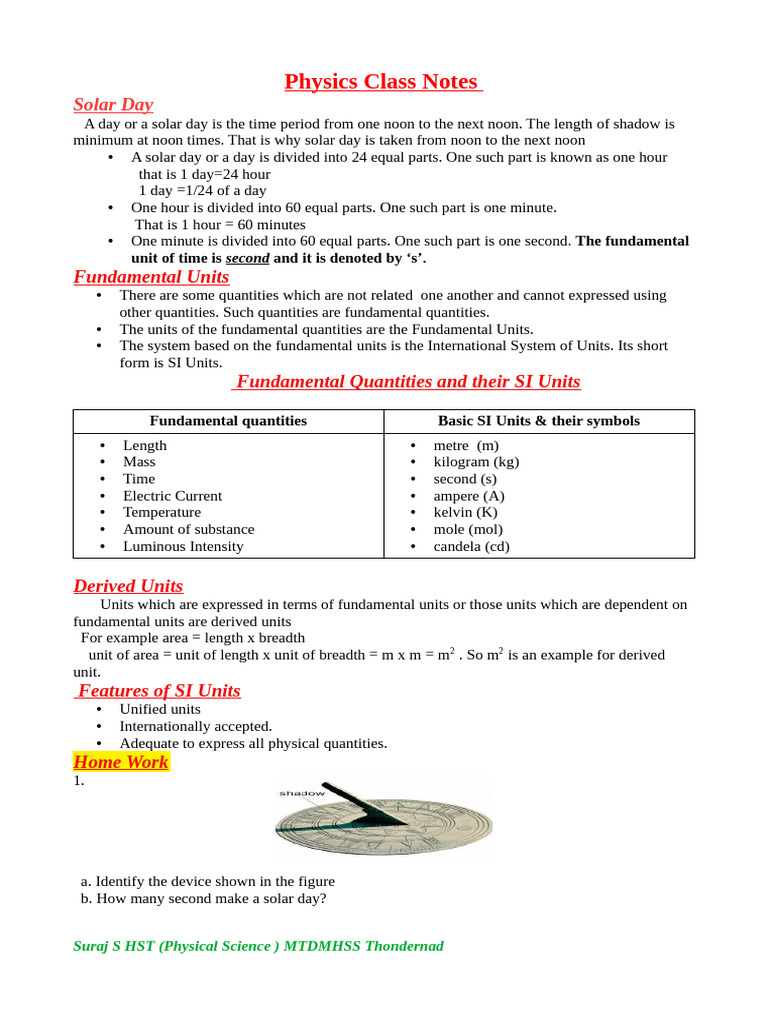 Physics Class Notes 8 em | PDF
