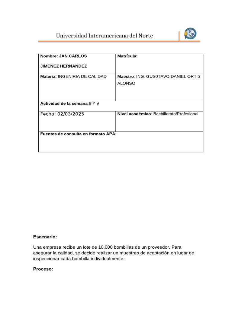 INGENIERIA EN CALIDAD T8 Y 9 | PDF