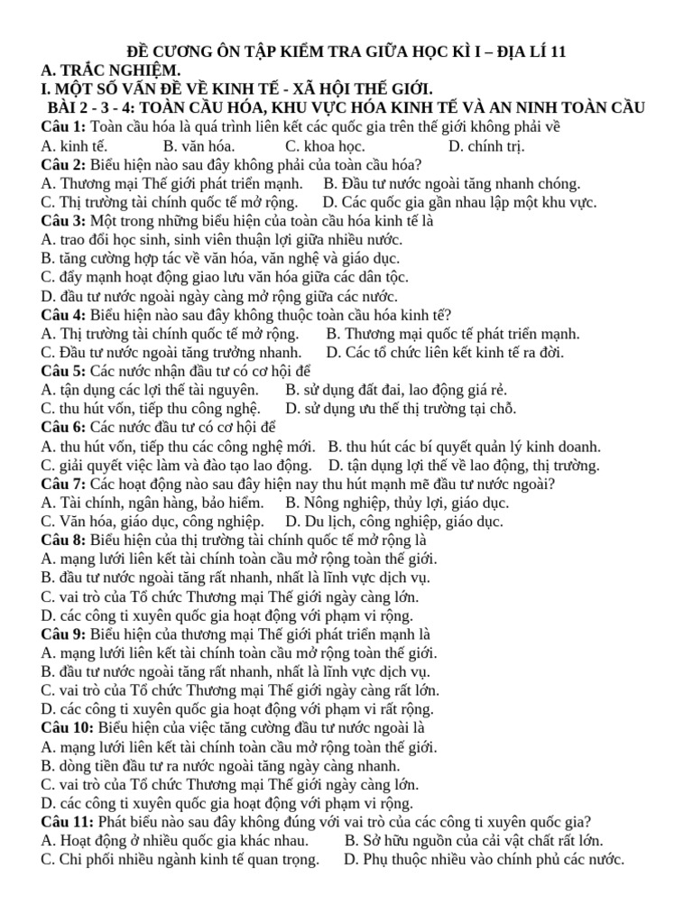 Địa 11 - Ghki | PDF