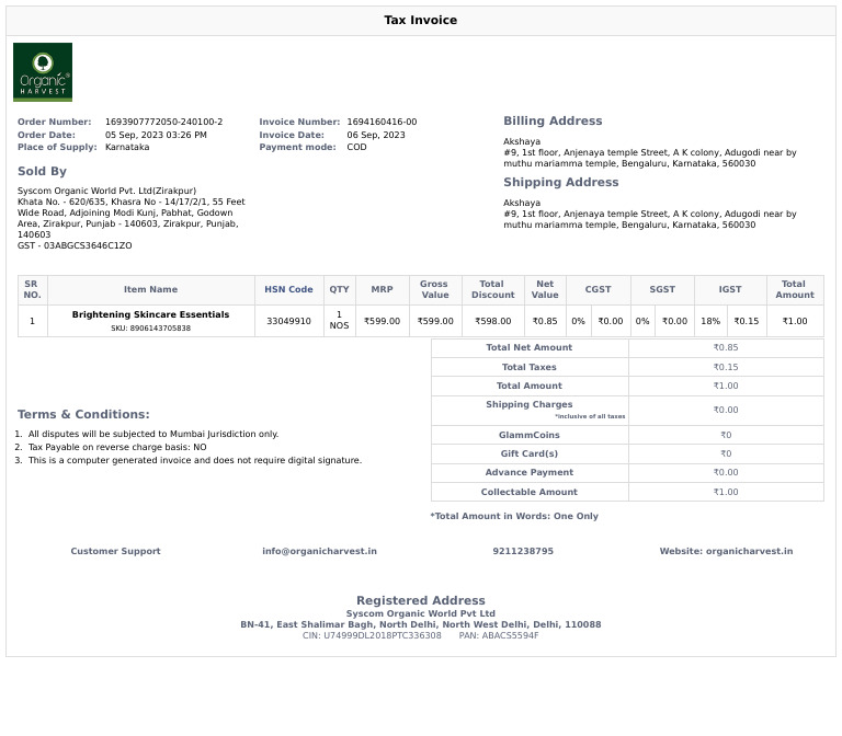 Billing Address: Tax Invoice | PDF | Taxes | Payments