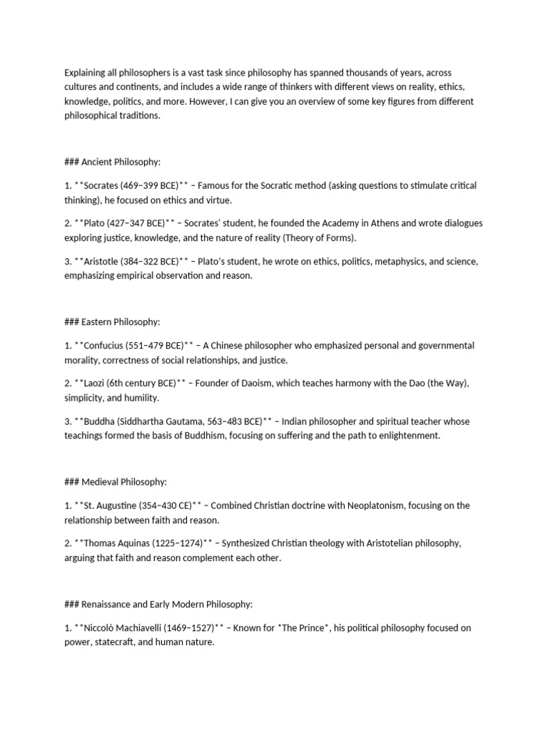 Key Philosophers Through History | PDF | Metaphysics | Epistemology