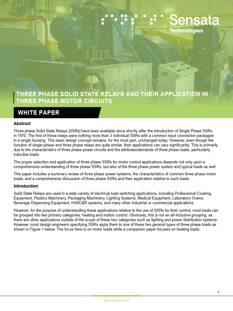 Three-Phase SSRs in Motor Circuits | PDF | Electronic Engineering ...