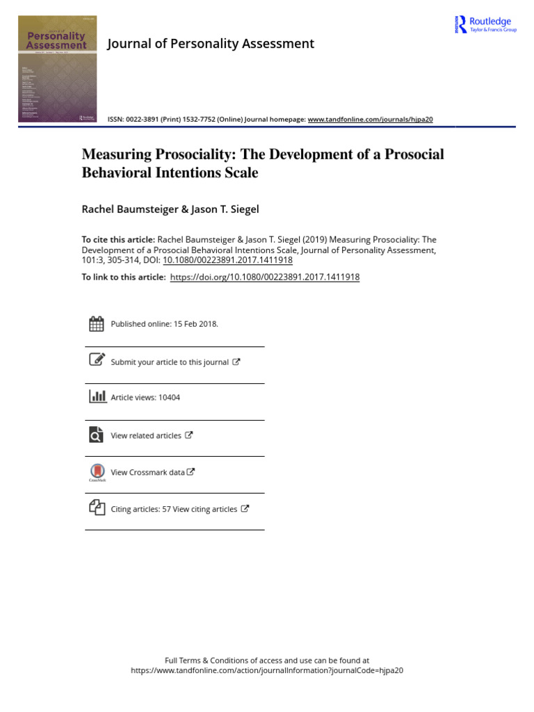 亲社会行为意图测量Measuring Prosociality The Development of a Prosocial ...